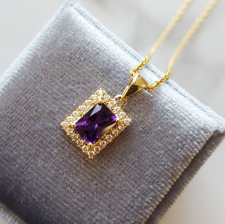 "Tiana" 14k White Gold Arizona Amethyst Pendant – Sami's
