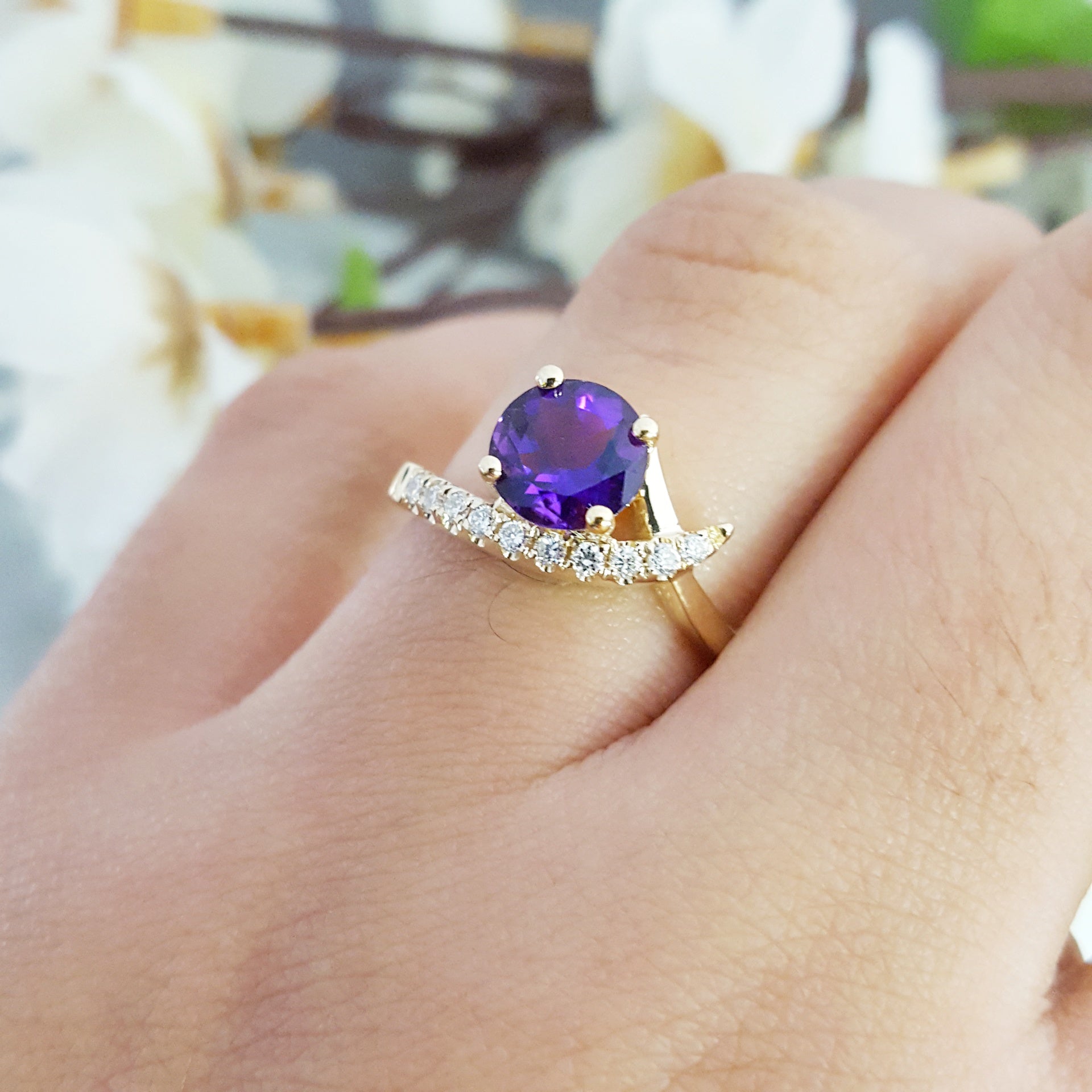 "Fae" 14K Yellow Gold Arizona Amethyst Ring 362916 – Sami's