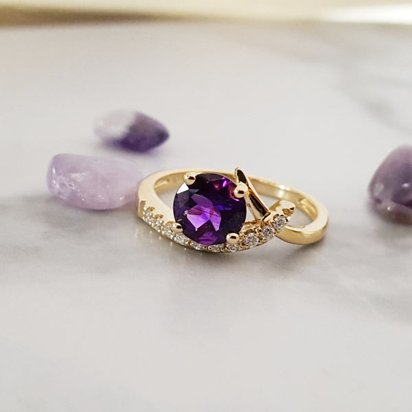 "Fae" 14K Yellow Gold Arizona Amethyst Ring 362916 – Sami's