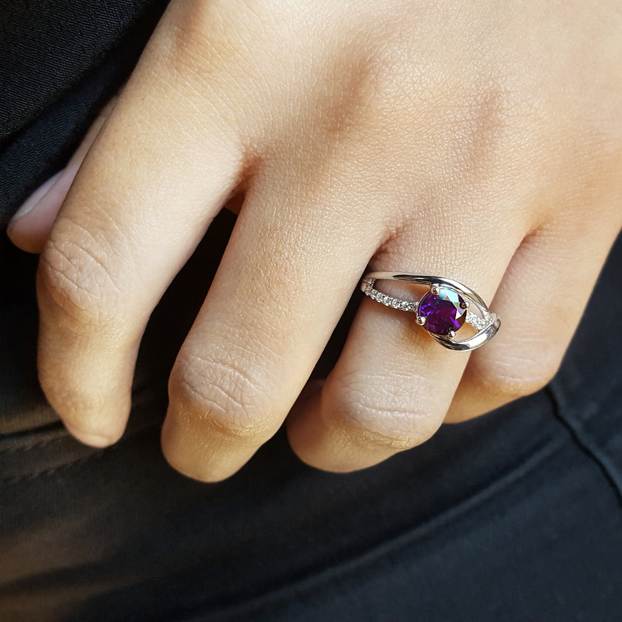 "Fae" 14K Yellow Gold Arizona Amethyst Ring 362916 – Sami's